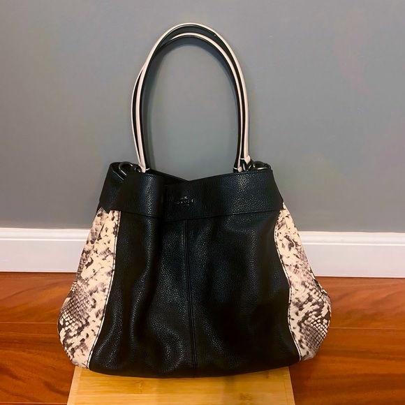 Coach | Bags | Unique Coach Edie Shoulder Bag Black W Snake Design ...